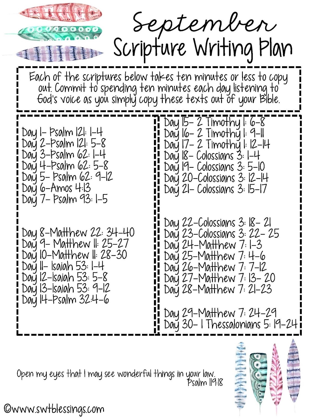 September Scripture Writing | The Gingham Apron