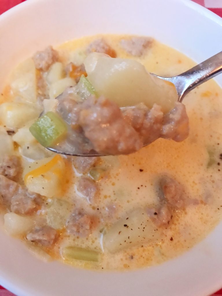Cheesy Sausage & Potato Chowder | The Gingham Apron